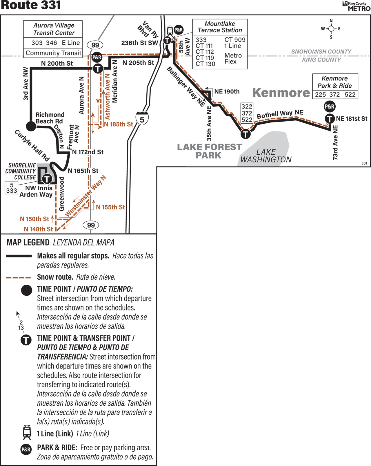 Schedules and maps - King County, Washington